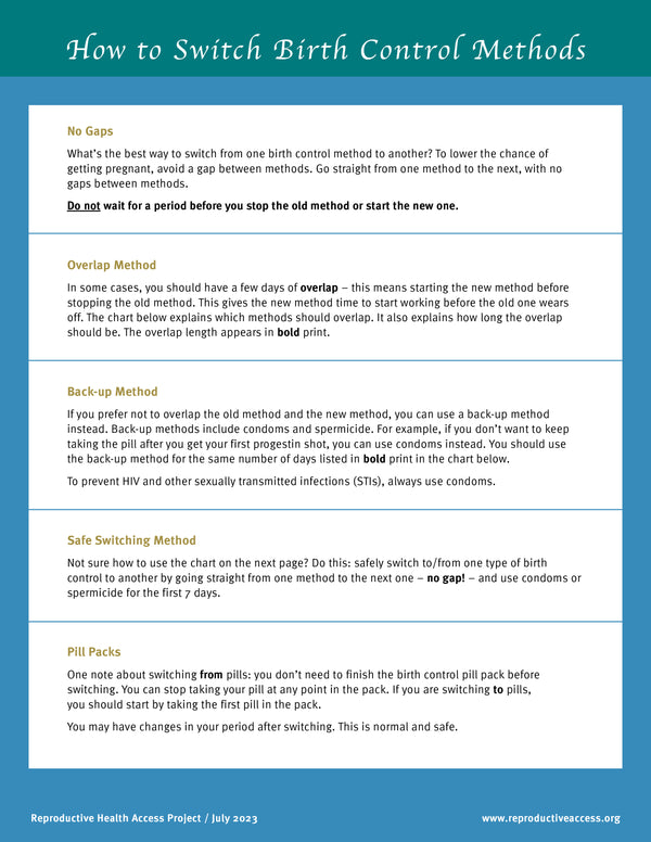 How to Switch Birth Control Methods – Reproductive Health Access ...