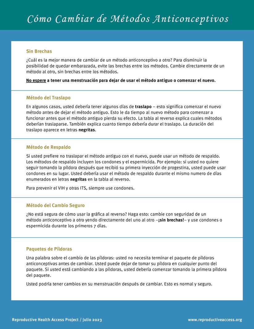 How to Switch Birth Control Methods – Reproductive Health Access ...
