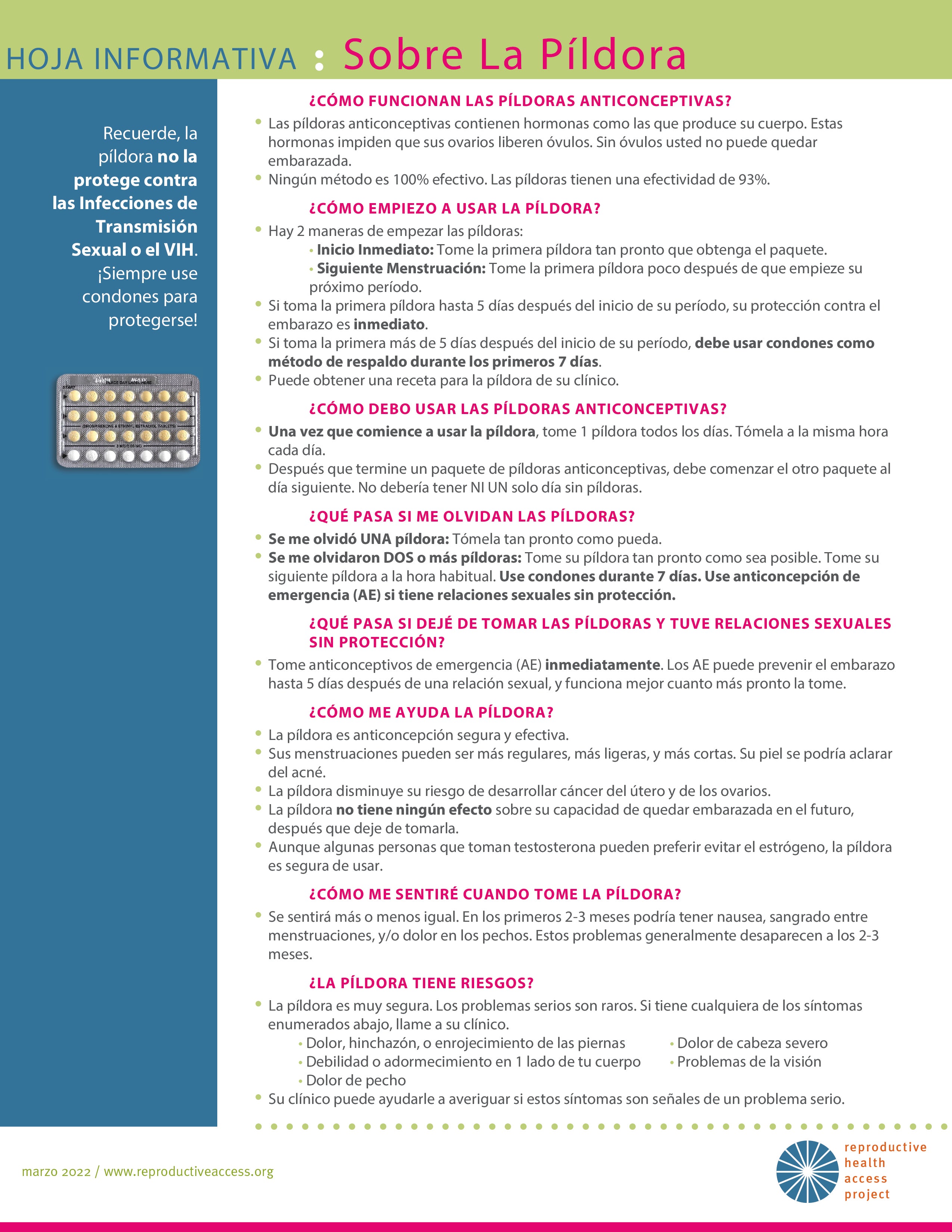 Birth Control User Guides – Reproductive Health Access Project Store