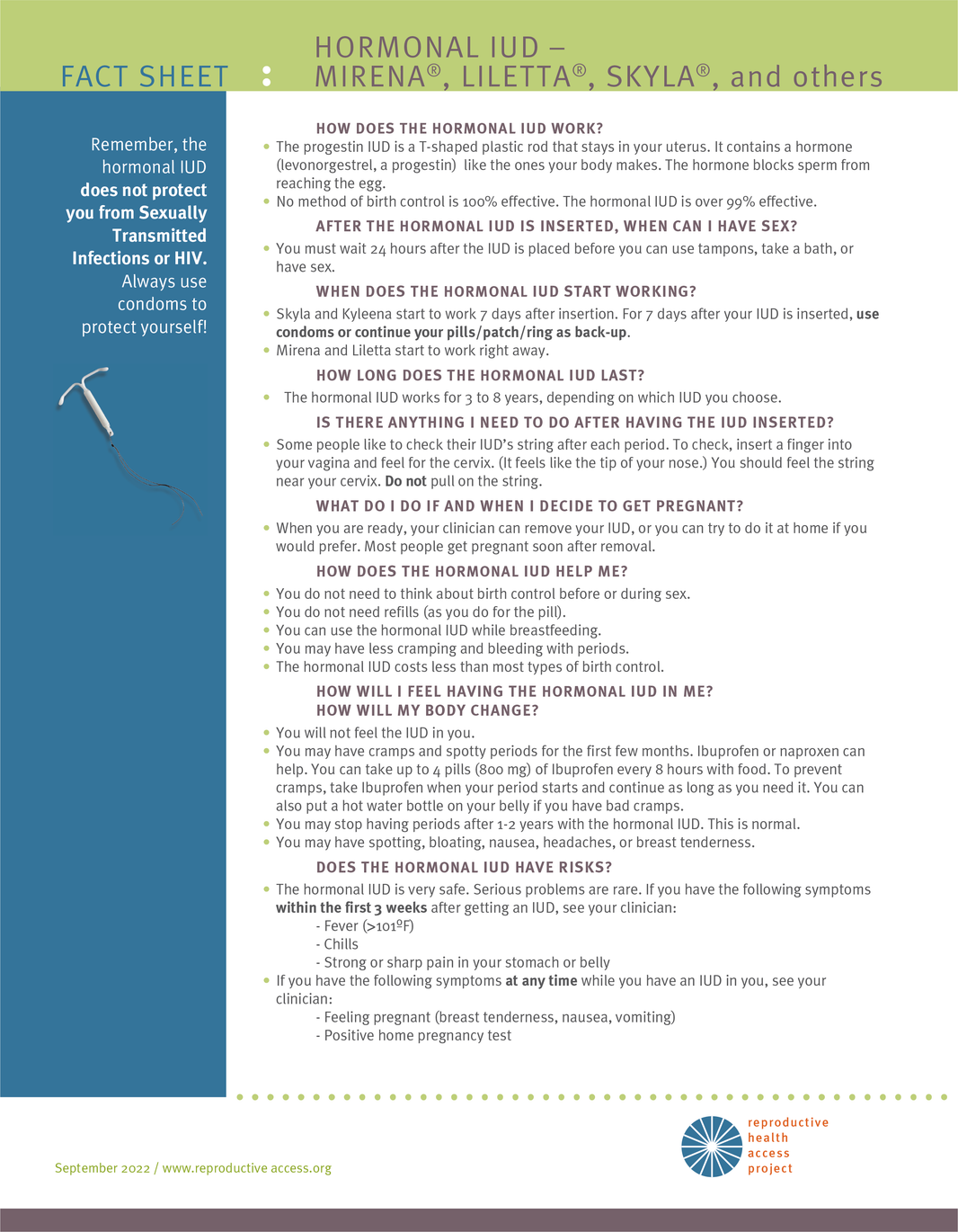 Birth Control User Guides – Reproductive Health Access Project Store