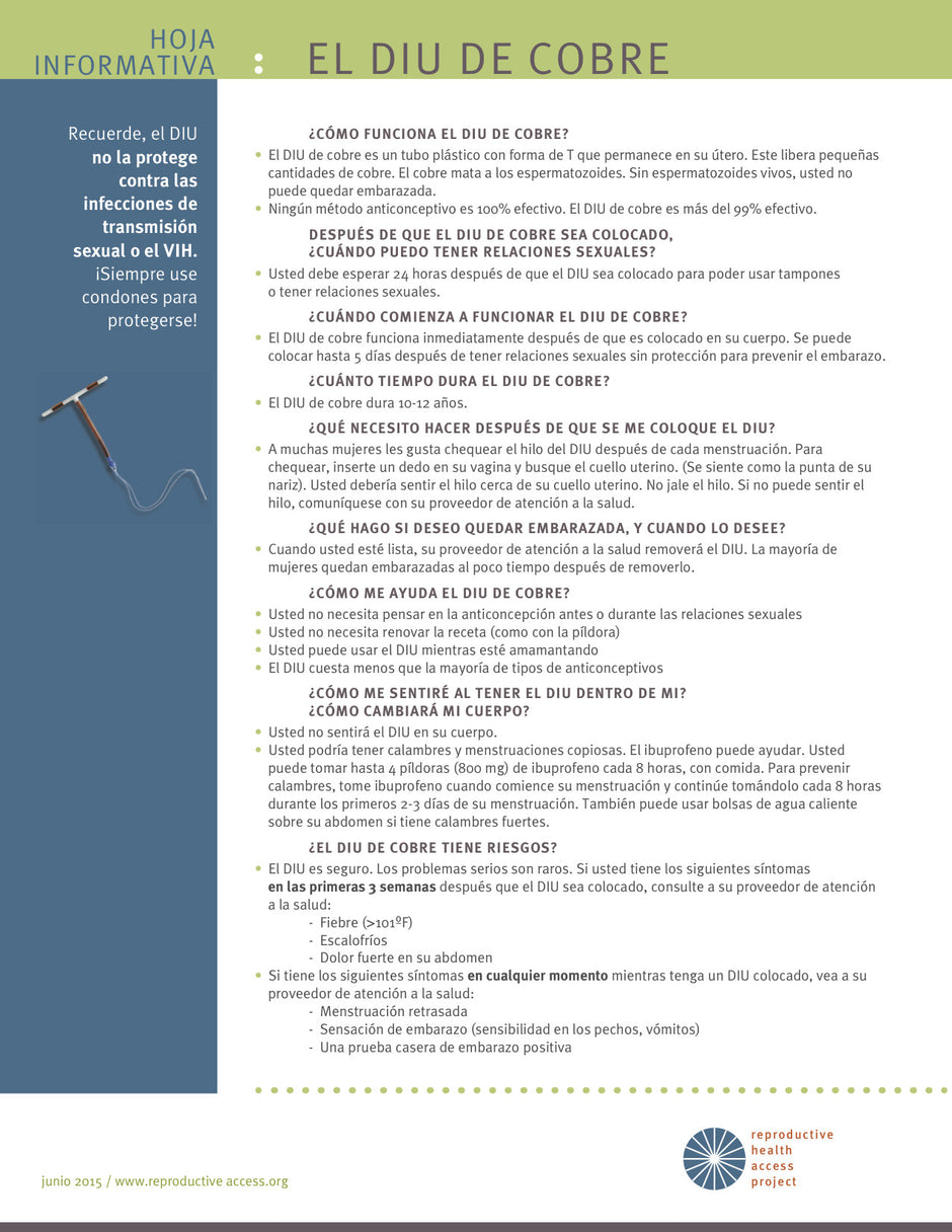 Birth Control User Guides – Reproductive Health Access Project Store